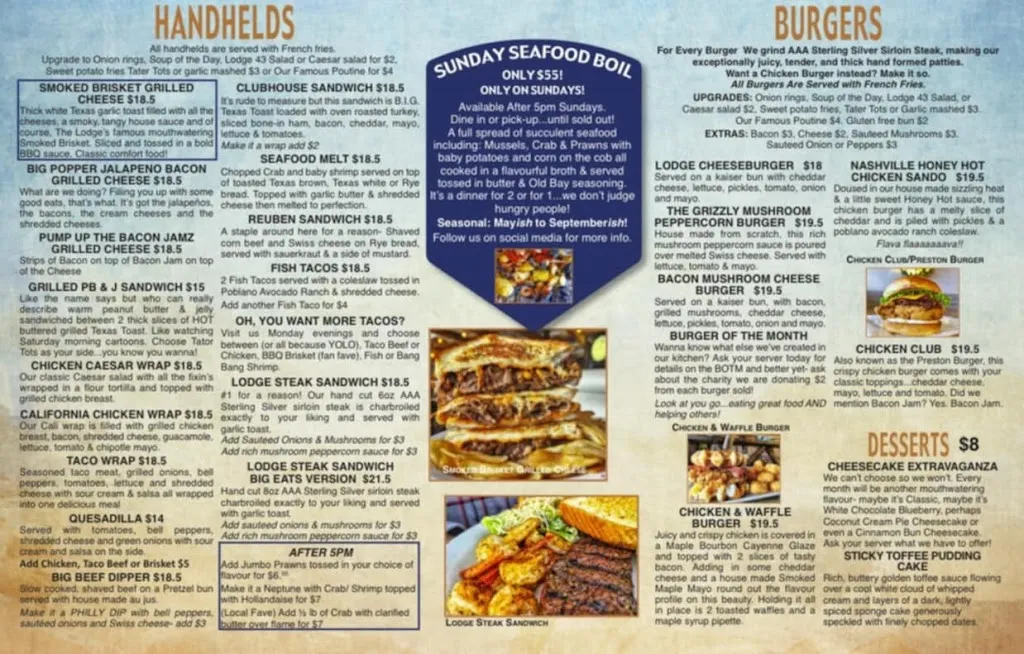 Lodge 43, Sylvan Lake | Menu, Photos, Avis & Réservation