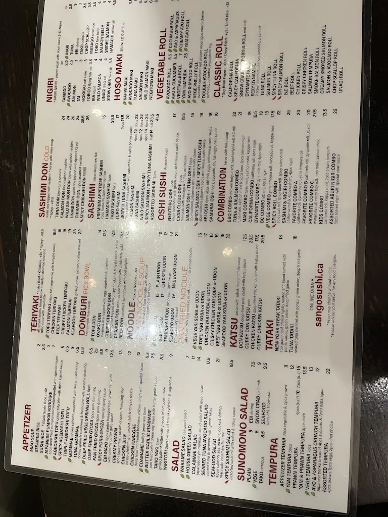 Sango Sushi Pitt Meadows, Pitt Meadows | Speisekarte, Fotos ...