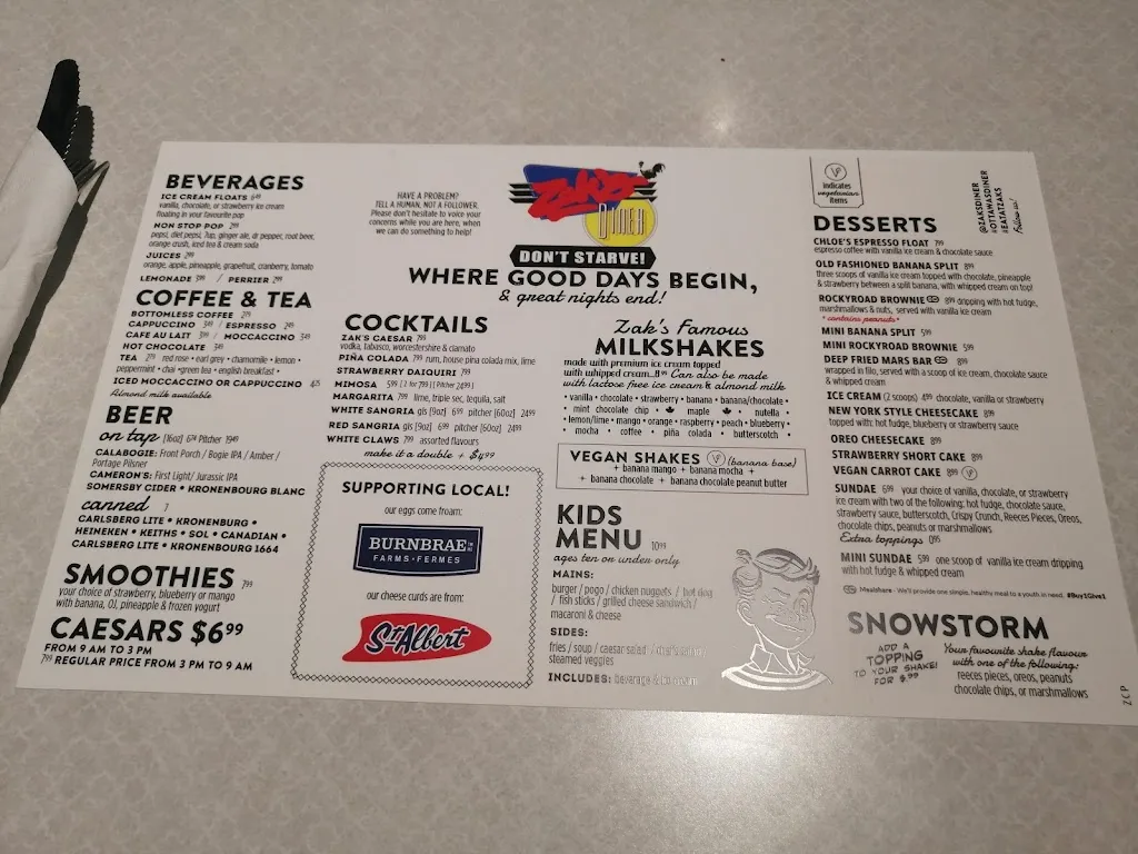 Zak's Diner Carleton Place, Carleton Place | Menu, Photos, Avis ...