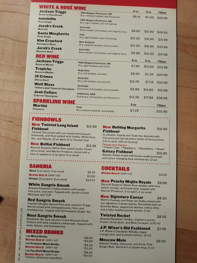 Boston Pizza, Kenora | Menu, Photos, Avis & Réservation