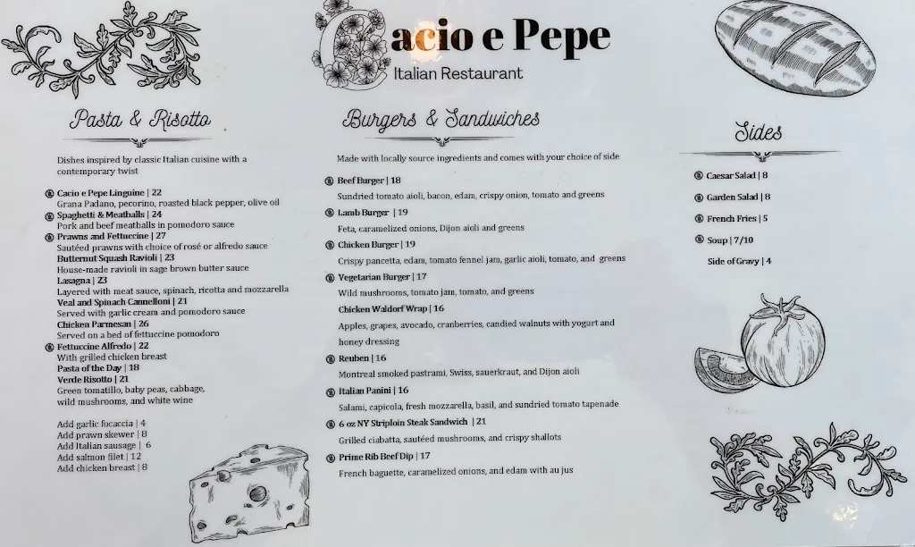 Chef David's Cacio e Pepe Italian Bistro, Olds | Menu, Photos, Avis ...