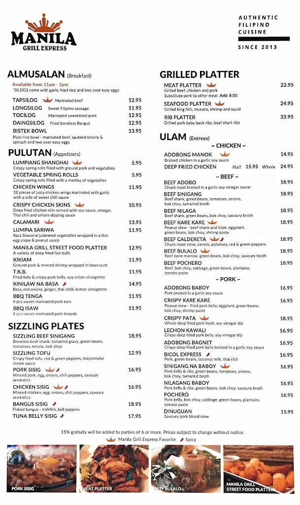 Manila Grill Express - South, Mill Woods Town Centre | Menú, Fotos ...