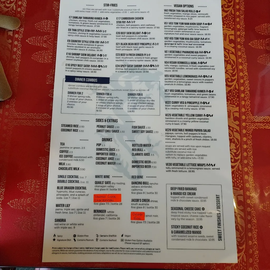 Blue Dragon Fine Thai & Cambodian Cuisine, Red Deer | Menu, Foto ...