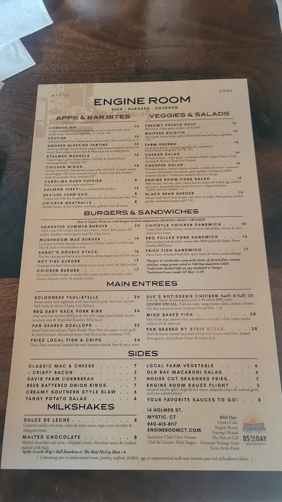 Engine Room, Mystic, CT | Speisekarte, Fotos, Bewertungen & Reservierung
