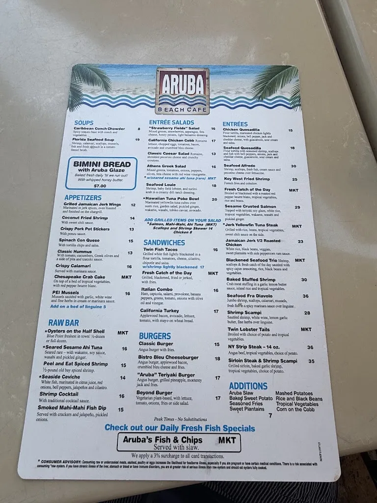 Aruba Beach Cafe, Lauderdale-By-The-Sea, FL | Speisekarte, Fotos ...